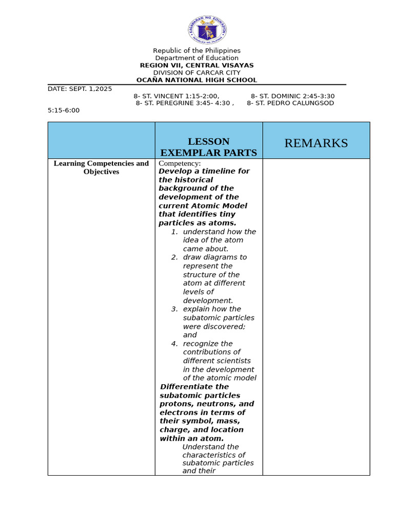 History of Atoms - Lesson Plan | PDF | Atoms | Matter