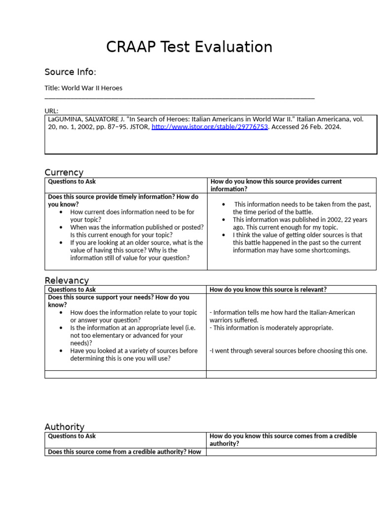 CRAAP Test Evaluation 5 | PDF | Bias | Propaganda