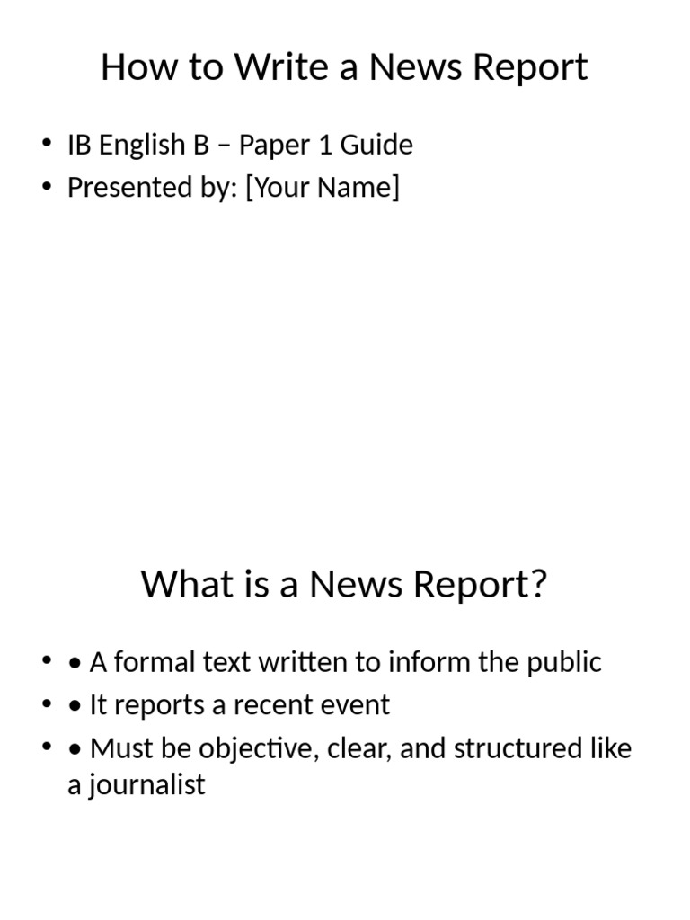 Writing an IB English News Report | PDF