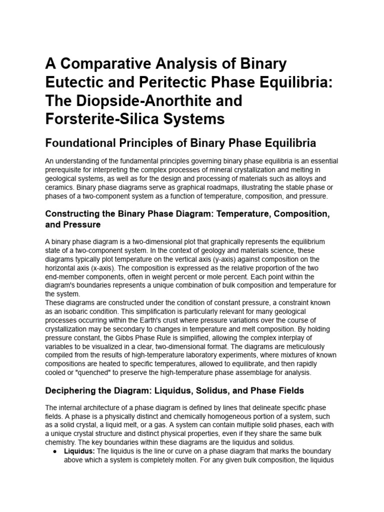 Binary Eutectic vs. Peritectic Systems | PDF | Magma | Phase (Matter)