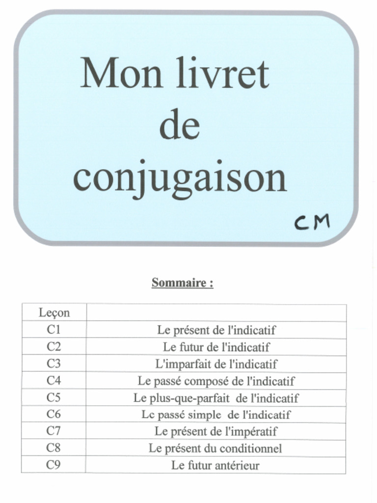 Livret de Conjugaison CM | PDF