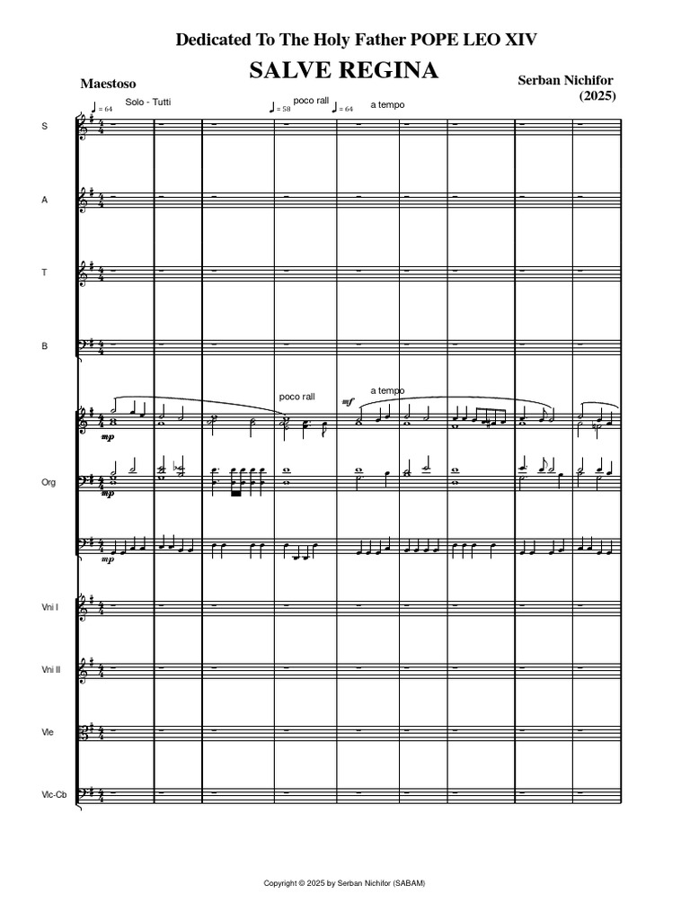 Serban Nichifor: SALVE REGINA No.2, Dedicated To The Holy Father Pope ...