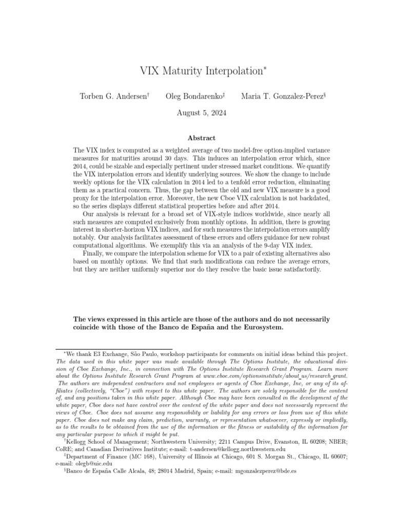 VIX Interpolation Error Analysis 2024 | PDF | Vix | Option (Finance)