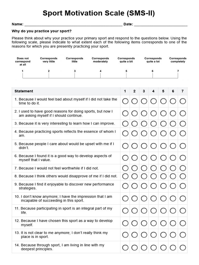 Sport Motivation Scale II Questionnaire | PDF | Motivation | Motivational