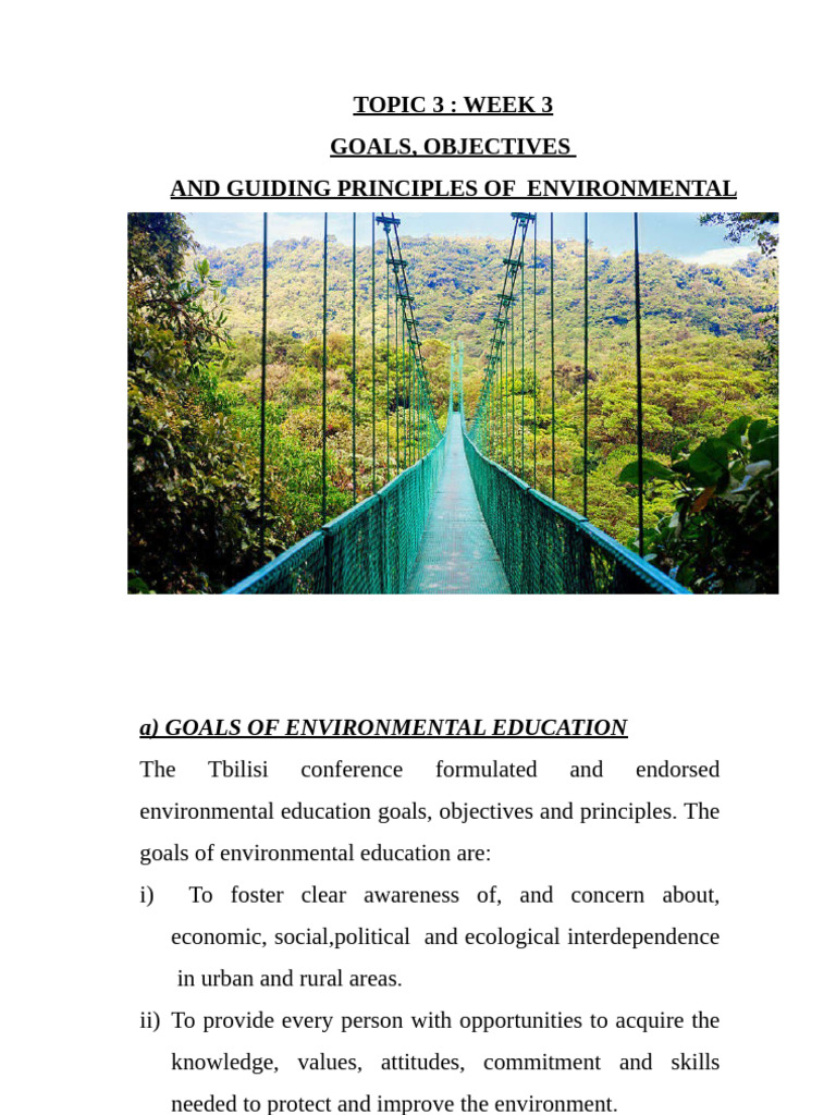 Goals and Principles of Environmental Education | PDF | Learning ...