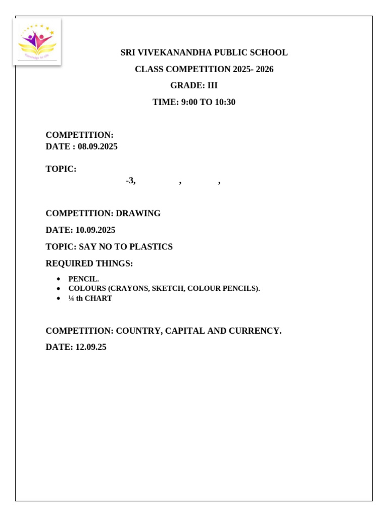 Grade 3 Class Competition-2 | PDF