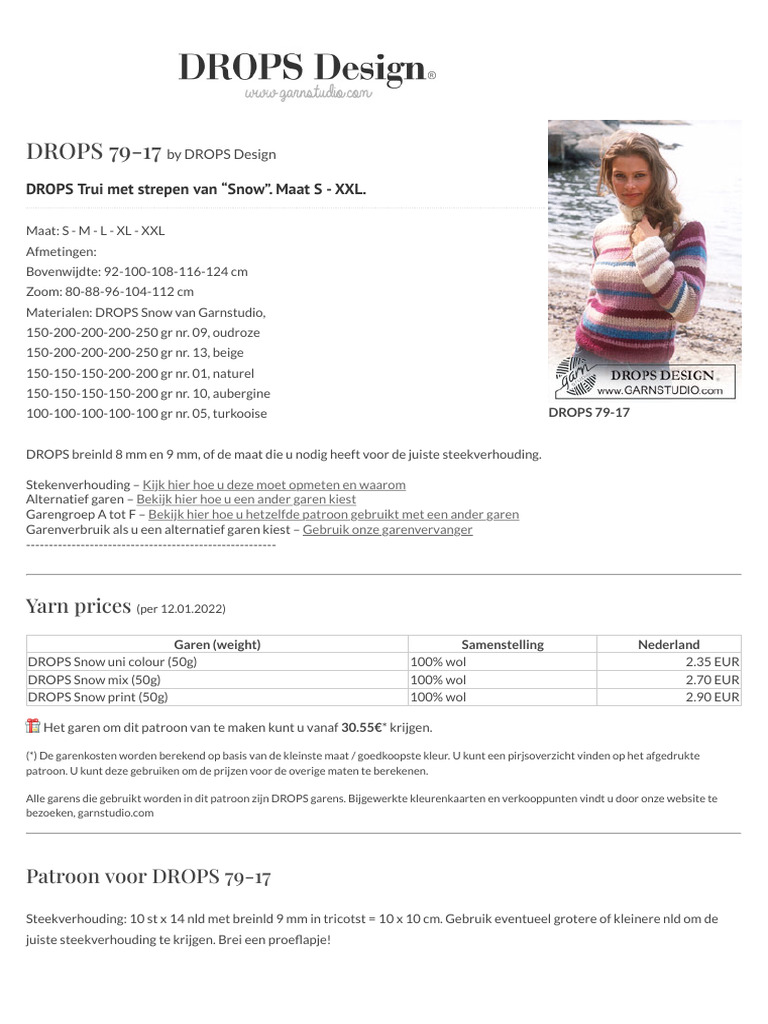 DROPS 79-17 - DROPS Trui Met Strepen Van "Snow". Maat S - XXL. - Free ...