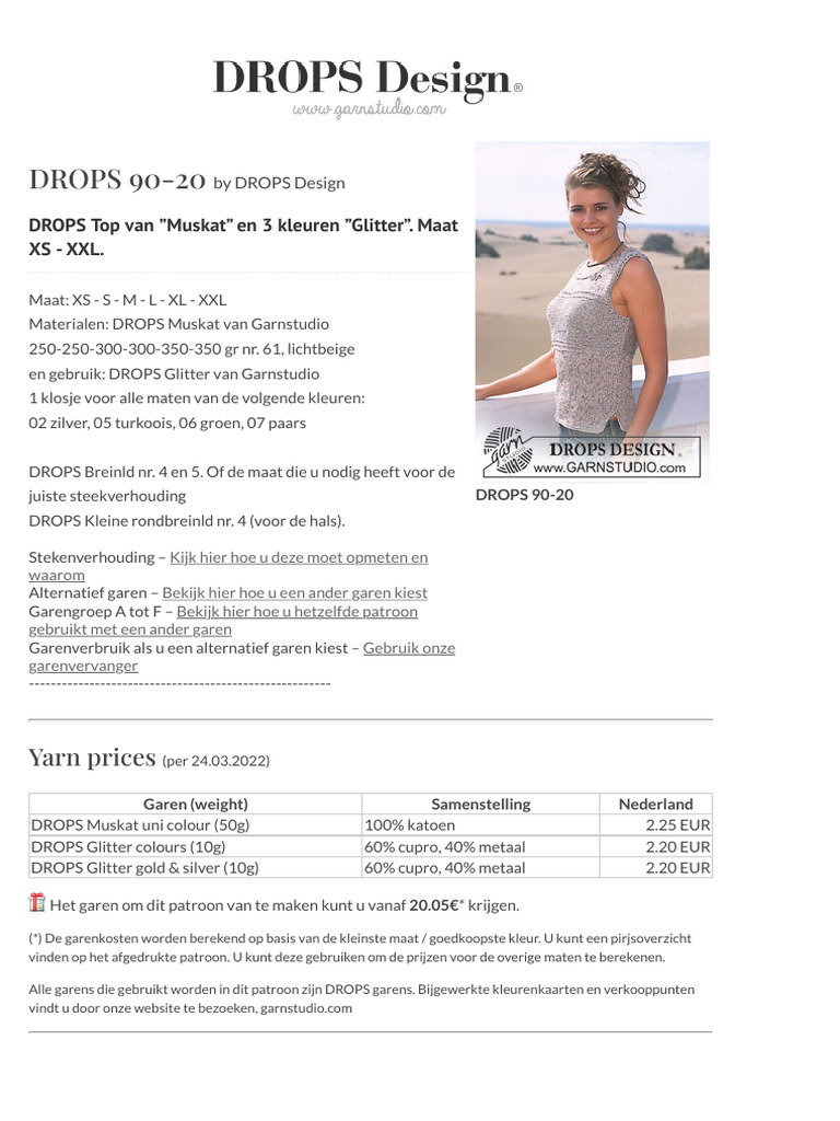DROPS 90-20 - DROPS Top Van "Muskat" en 3 Kleuren "Glitter". Maat XS ...
