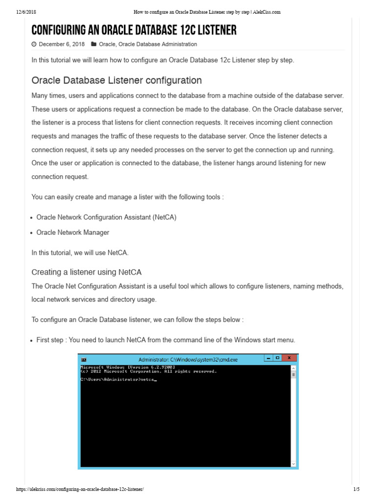 Configure Oracle Listener with NetCA | PDF | Network Socket ...