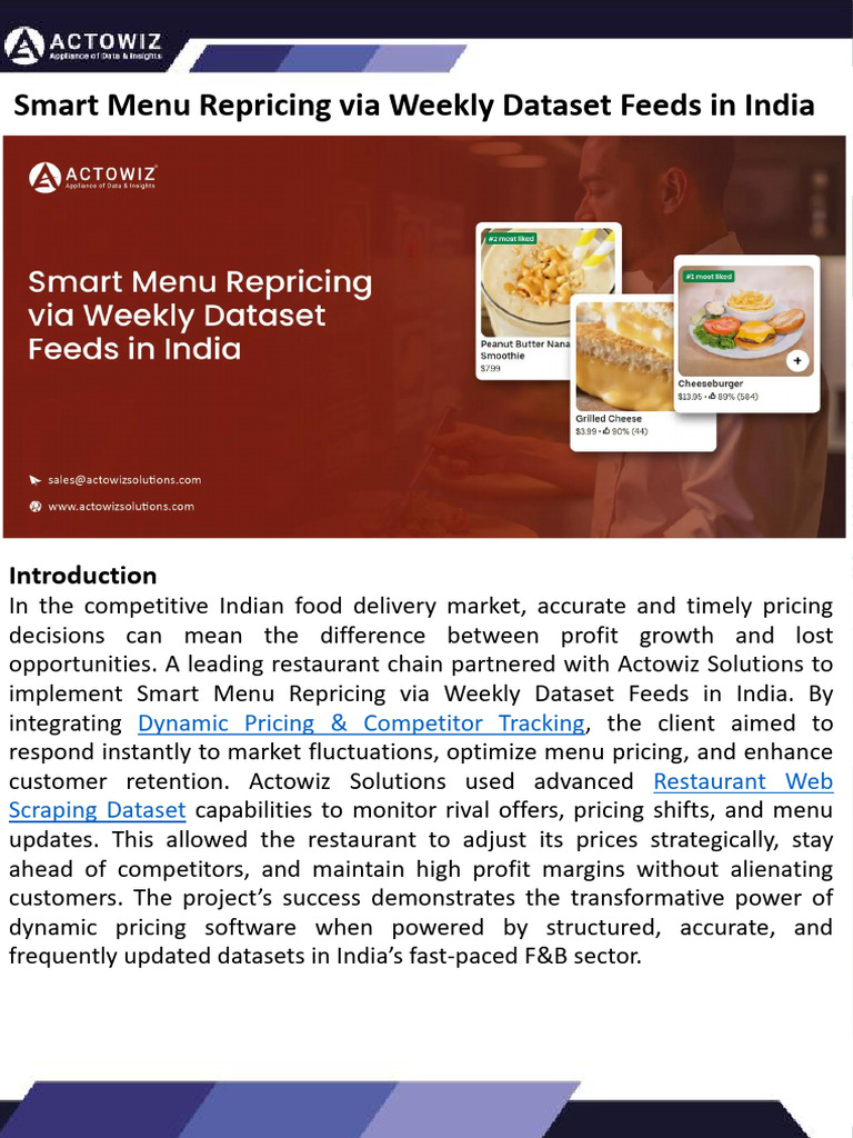 Smart Menu Repricing Via Weekly Dataset Feeds in India | PDF | Pricing ...
