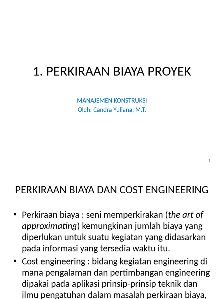 Perkiraan Biaya dalam Konstruksi | PDF