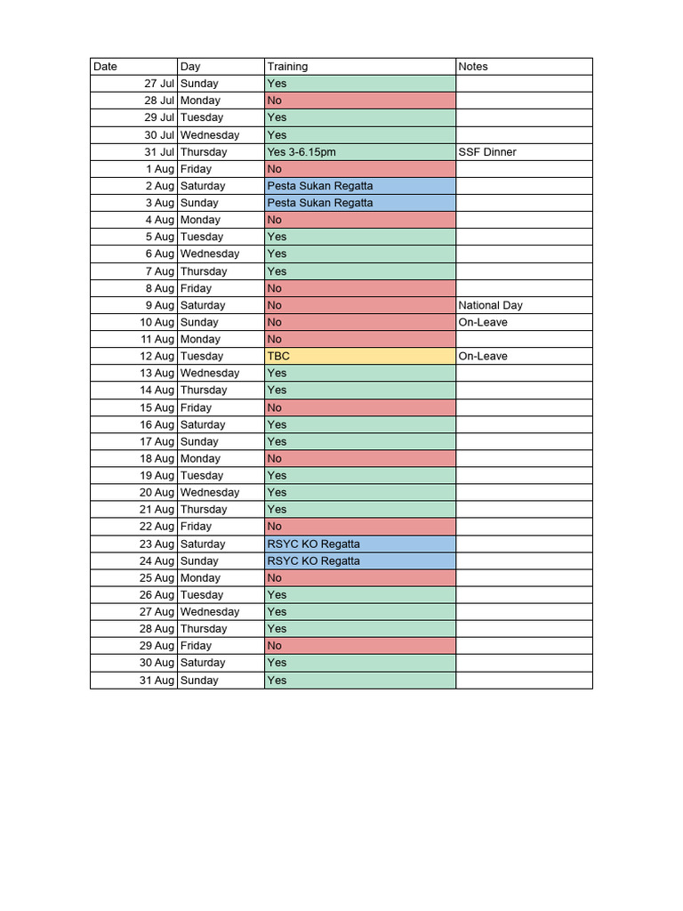 August Training and Event Schedule | PDF