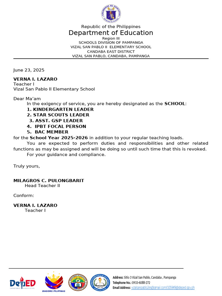 2025-2026 Teacher Designations in Pampanga | PDF | Network Service | Email