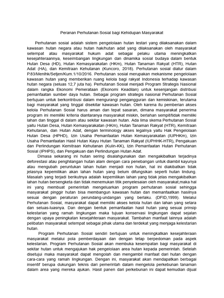 Perhutanan Sosial untuk Kesejahteraan Masyarakat | PDF