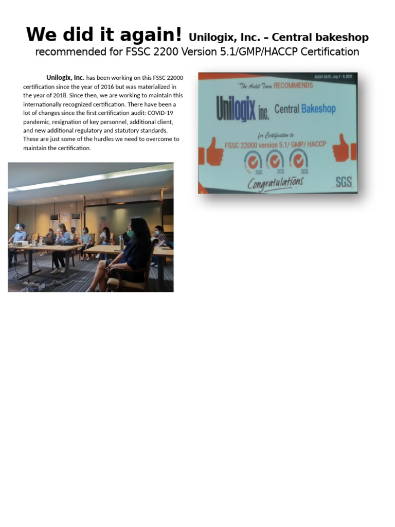 We Did It Again, FSSC 2200 | PDF