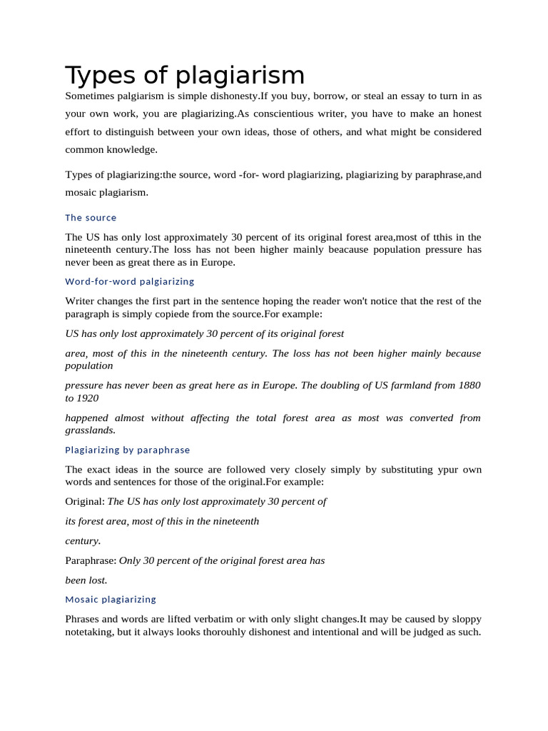 Types of Plagiarism | PDF