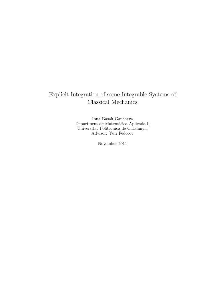 Integrable Systems in Classical Mechanics | PDF | Hamiltonian Mechanics ...