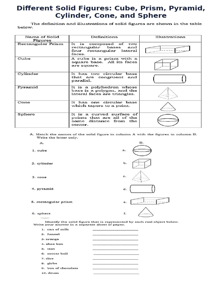Different Solid Figure1.3,5 | PDF