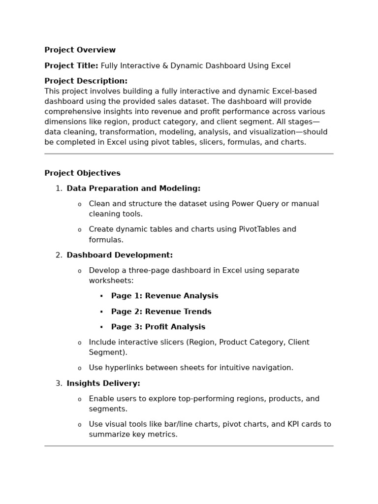 Dynamic Excel Dashboard Project Guide | PDF | Information Science ...