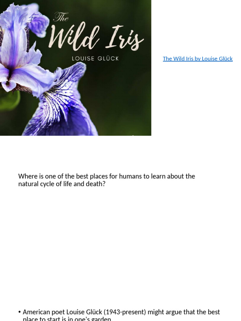 Analysis of The Wild Iris by Glück | PDF | Poetry