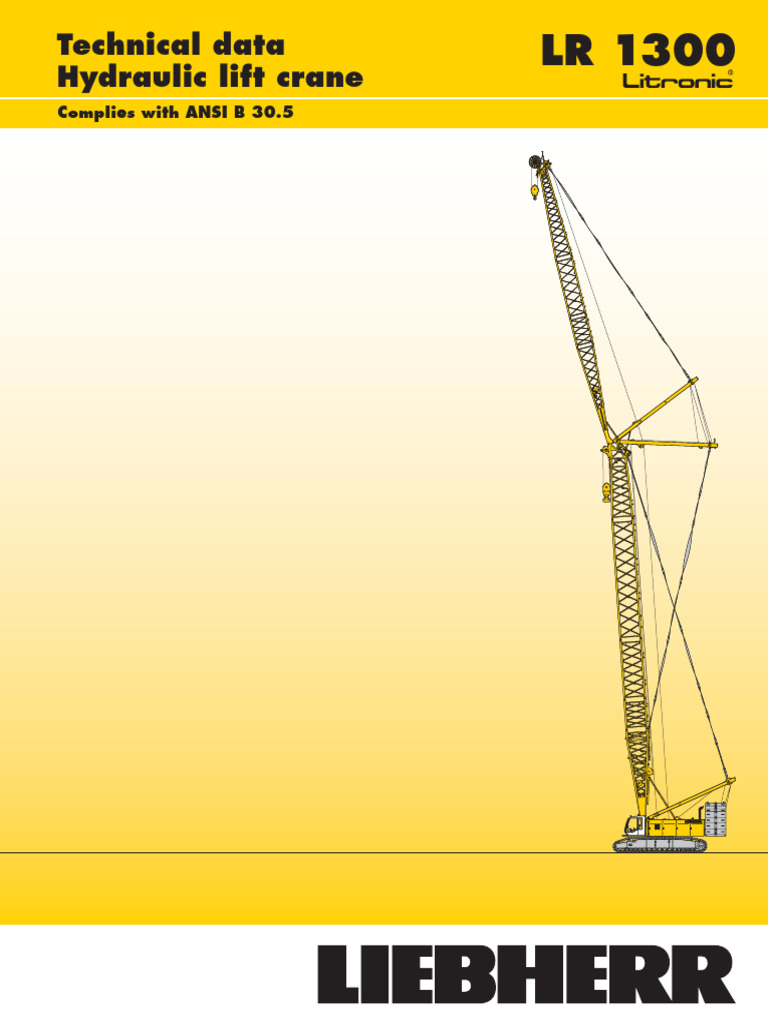 Liebherr LR 1300 Crawler Crane Data Sheet English Tier3 10351595 Ansi Usa | PDF | Crane (Machine ...