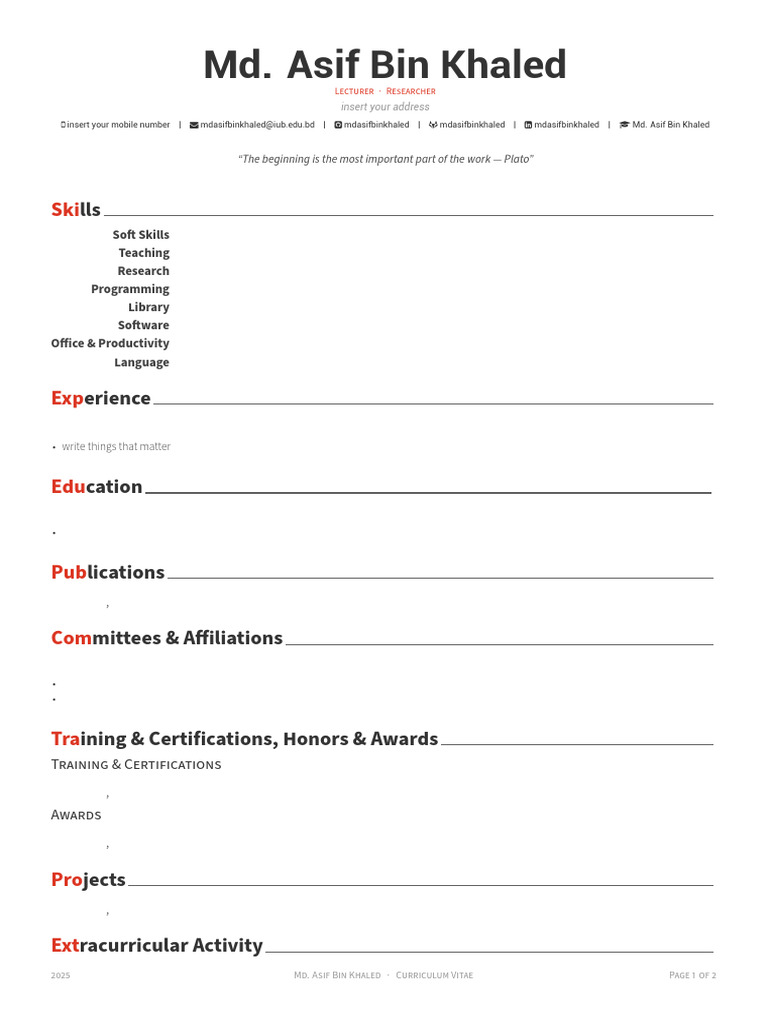 CV IUB CSE Recommended | PDF