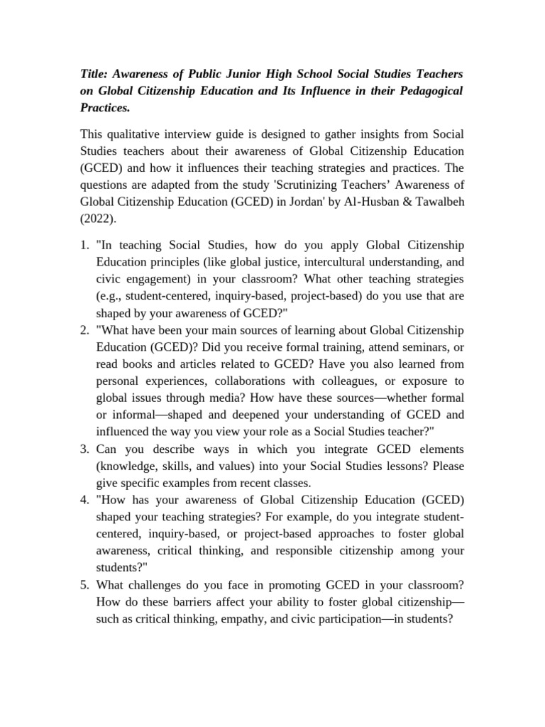 Qualitative Gced Qualitative Interview Questions - Docx. Validated by ...