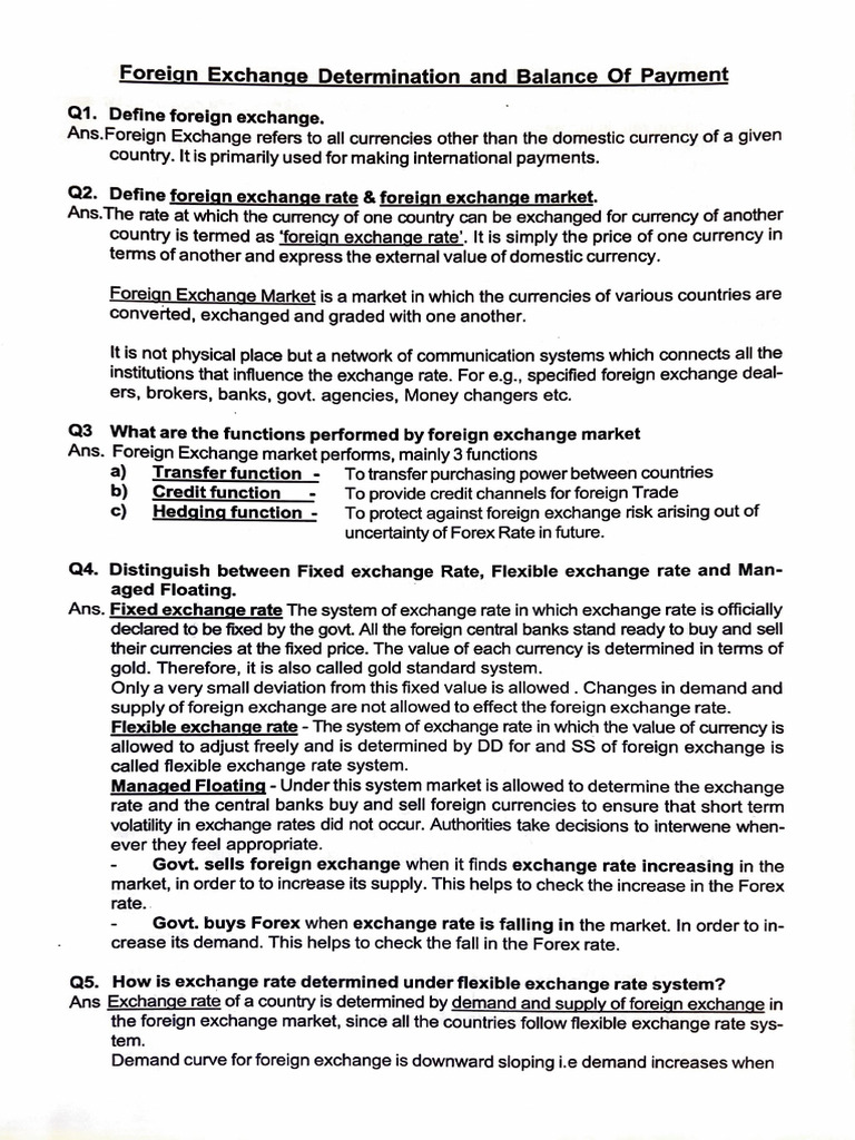 Foreign Exchange & Balance of Payments Notes | PDF