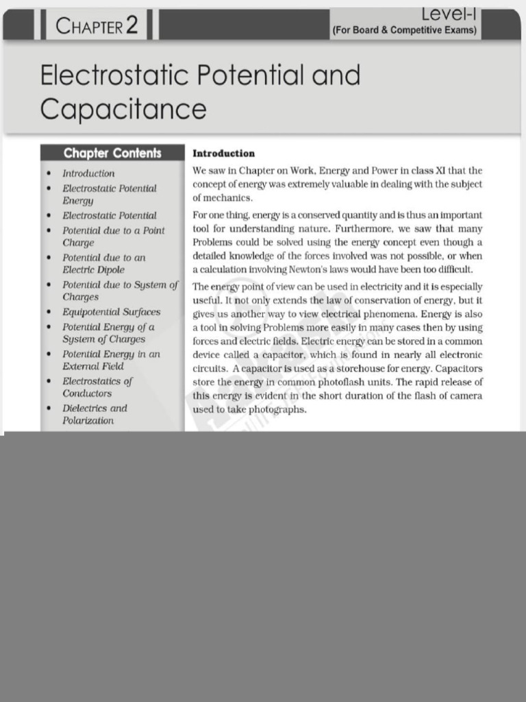 Electric Potential and Capacitors Level -1 | PDF