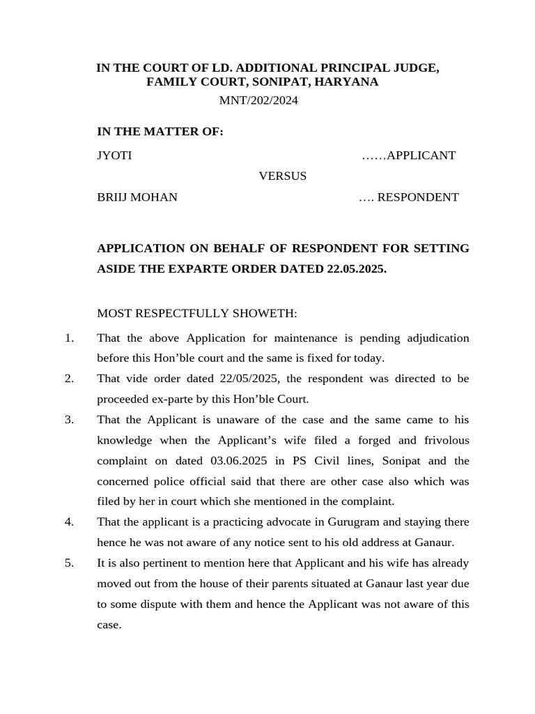 Exparte Maintainance Case | PDF | Ex Parte | Common Law