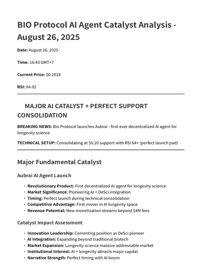BIO Protocol AI Agent Catalyst Analysis - August 26, 2025 | PDF | Risk ...