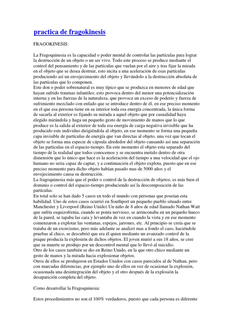 Guía Práctica de Fragokinesis | PDF | Psique (psicología) | Aceleración