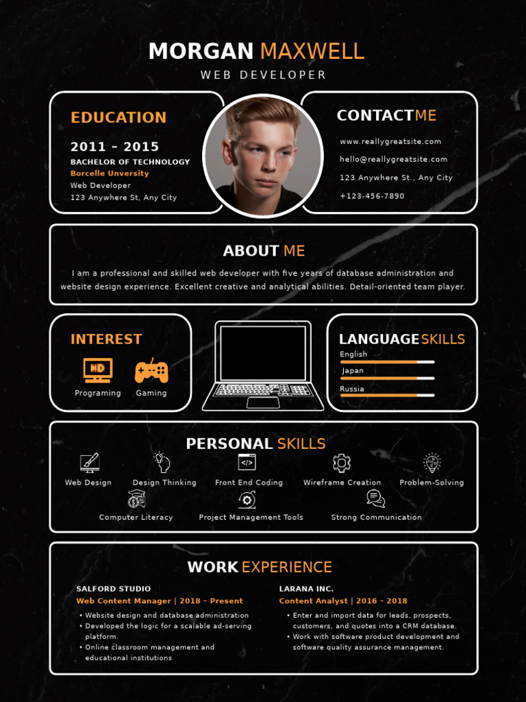 Experienced Web Developer Profile | PDF