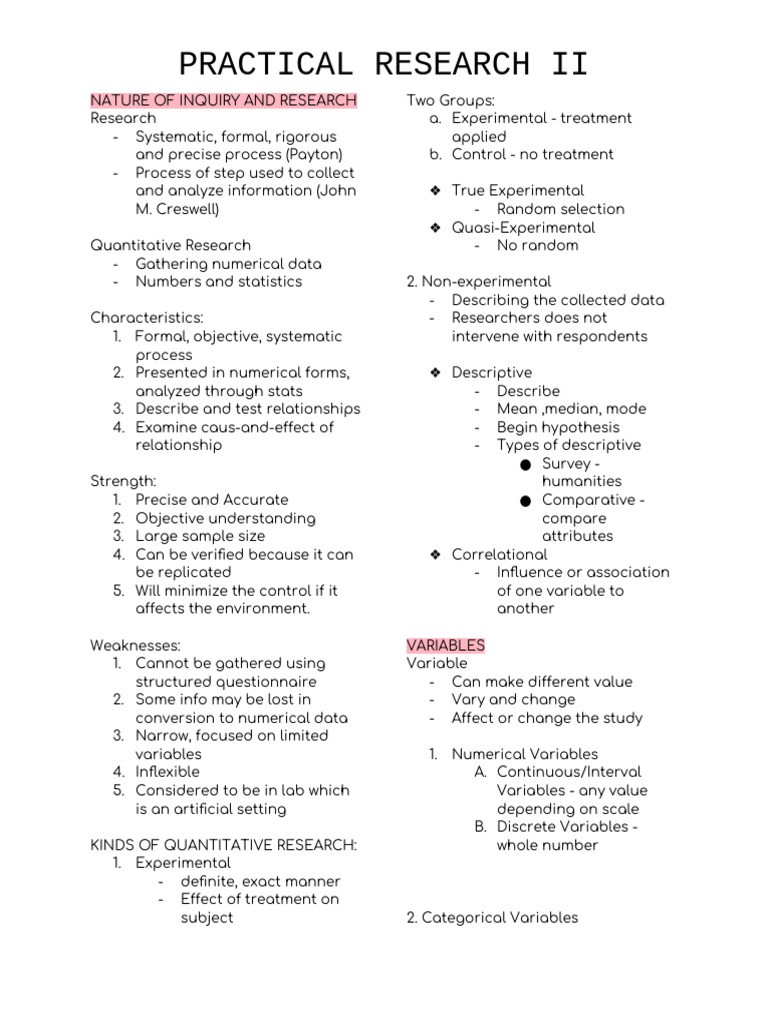 Practical Research II Reviewer | PDF | Statistics | Methodology