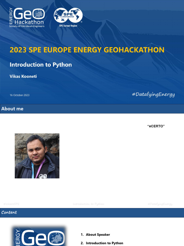 20231016 Introduction to Python 2023 SPE GeoHackathon | PDF | Python ...
