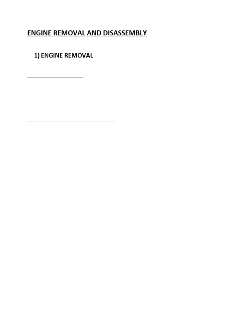 Engine Removal and Disassembly Guide | PDF | Vehicle Parts | Internal ...