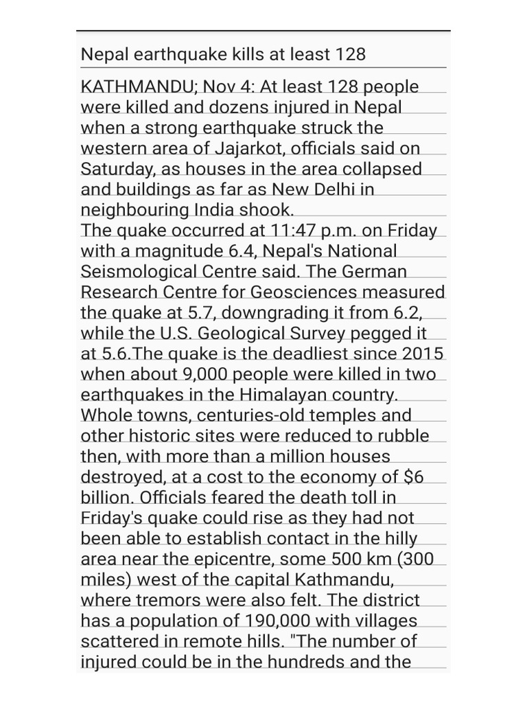 Earthquake Report Writing | PDF
