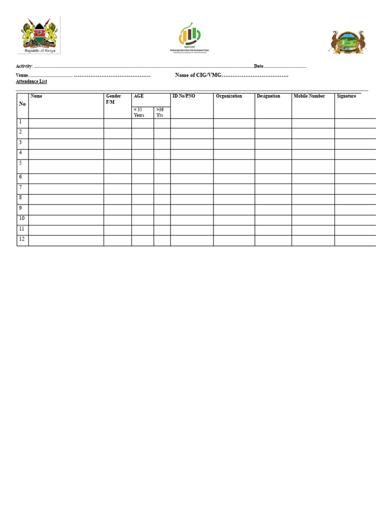 Attendance List Template for Events | PDF
