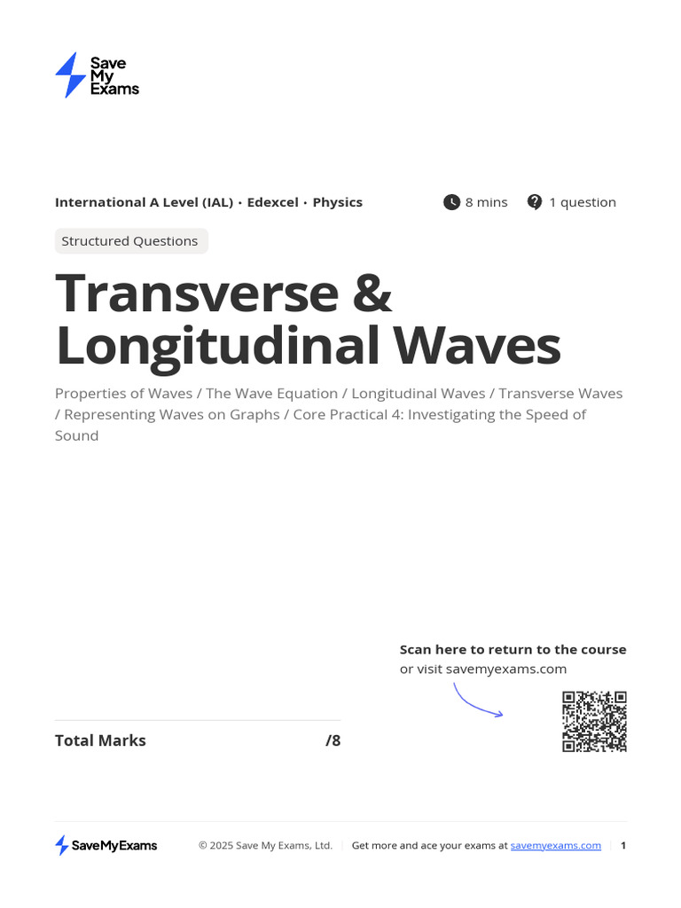 1a Transverse & Longitudinal Structured Qs | PDF | Sound | Microphone