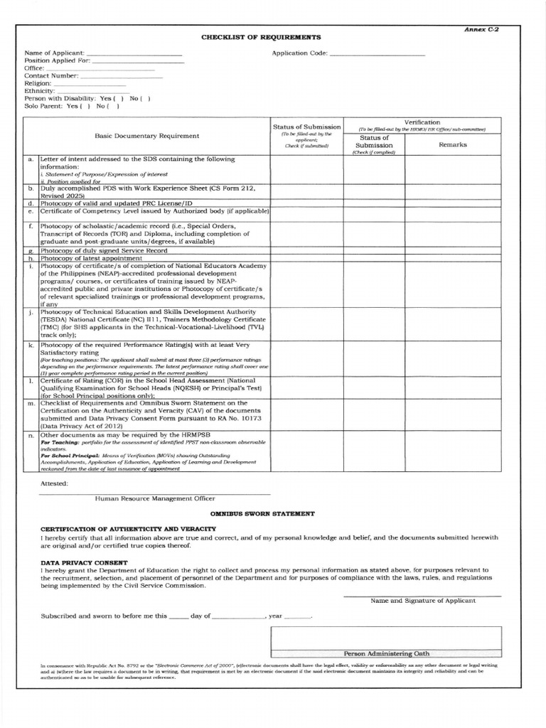eCAV Checklist and Requirements | PDF