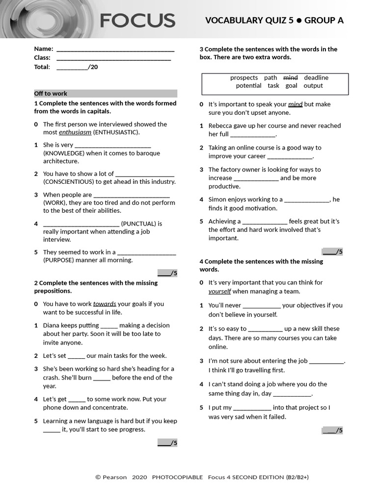Vocabulary Quiz for Job Readiness | PDF | Cognition