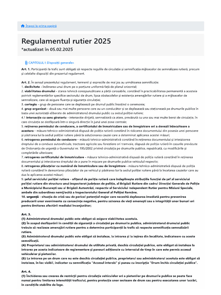 Regulament Rutier 2025 | PDF