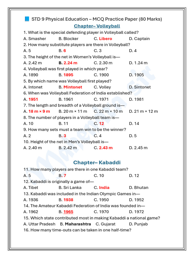 STD 9 SEM - 1 Assignment 2025 | PDF | Asana | Yoga