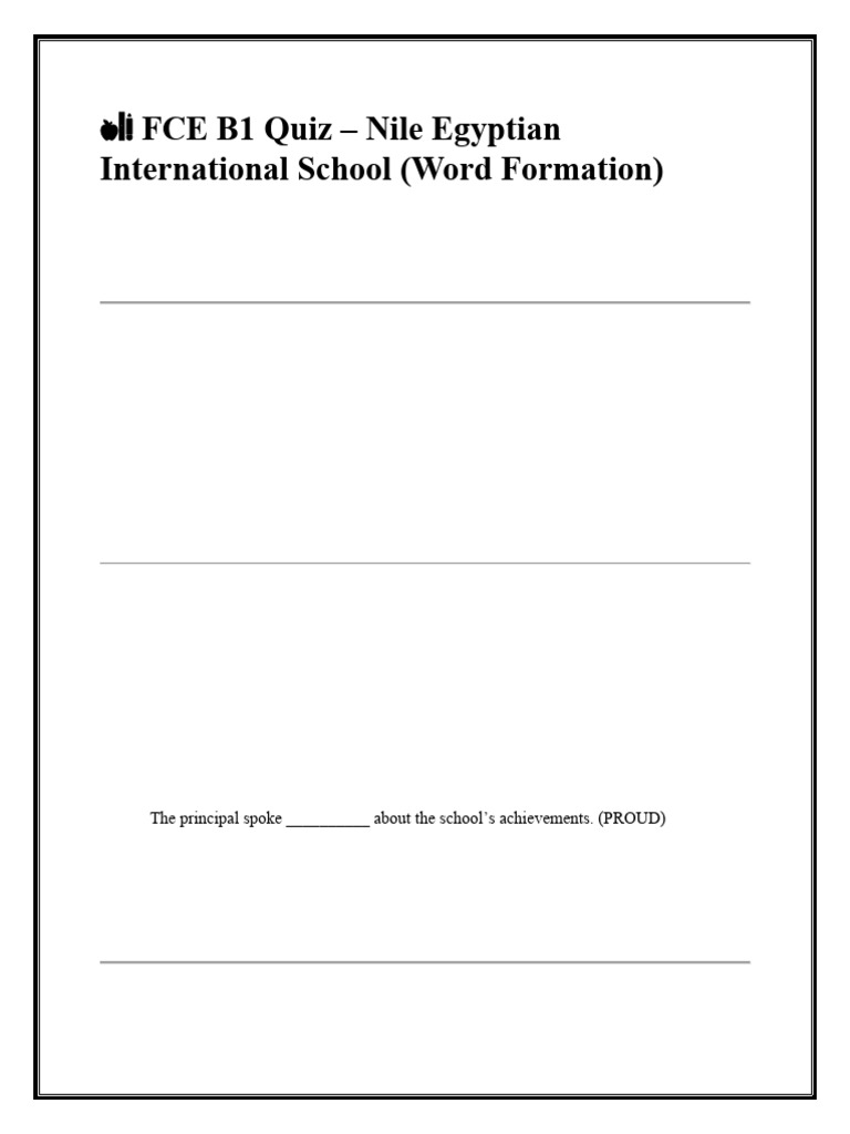? FCE B1 Quiz and A Mini Demo | PDF | Adverb | Verb