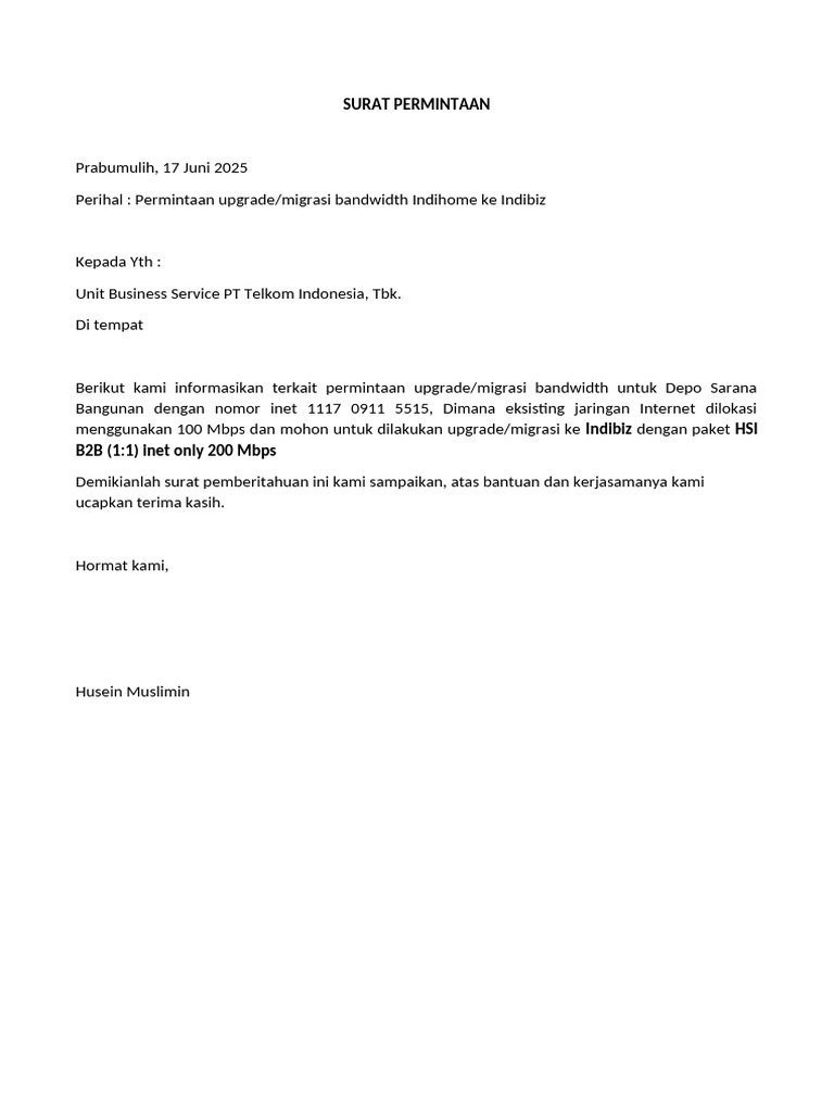 Surat Permintaan | PDF