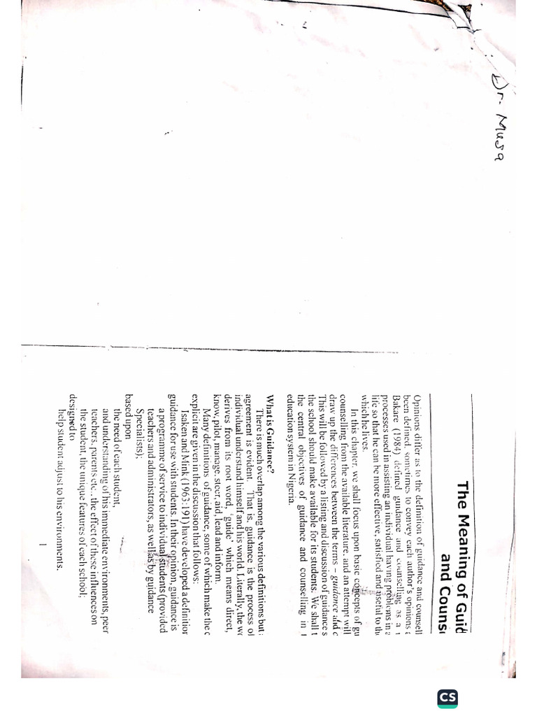 EDU 401 Guidance and Counseling Handout | PDF