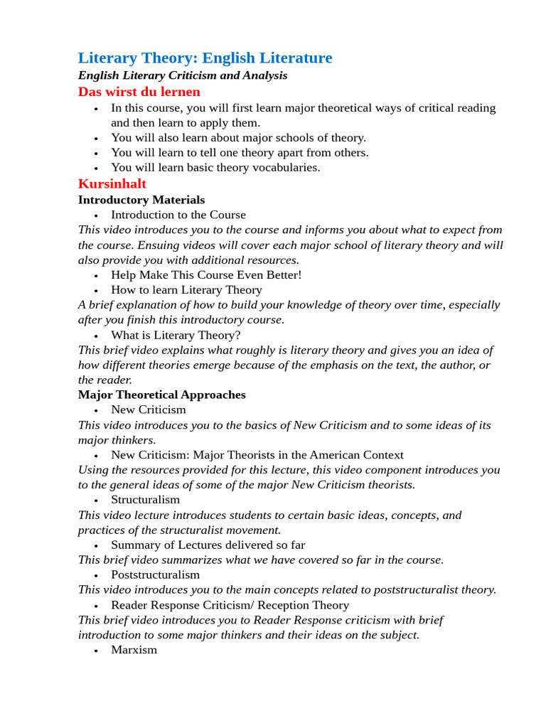 Understanding Literary Theories | PDF | Theory | Literary Theory