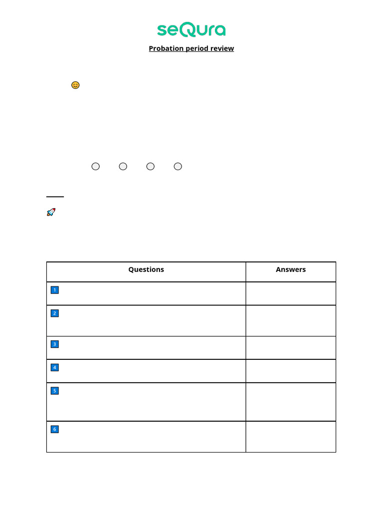 Probation Period Form - Employee - Template | PDF