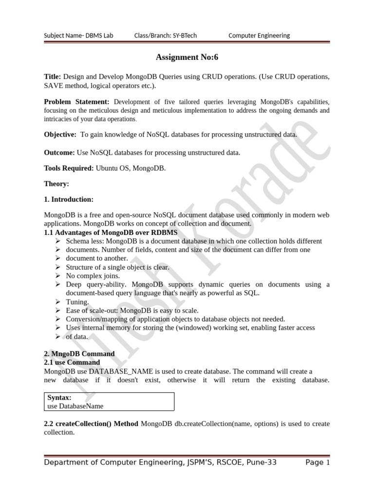 Database Management Lab - 1 - 1741580078762 3 | PDF | Databases | No Sql