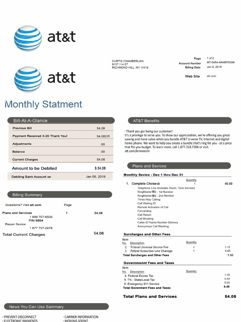 Bill Usa Att | PDF | Fee | Debit Card